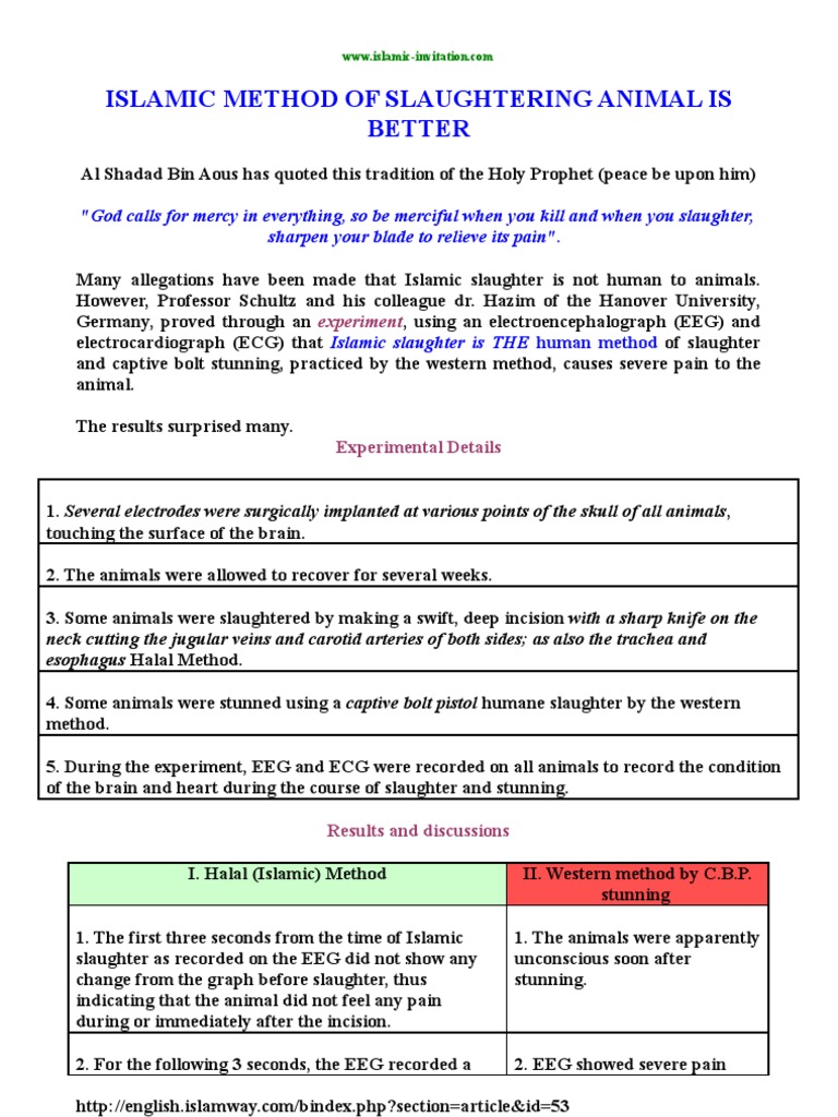 Islamic Method of Slaughtering Animals Is Better | PDF