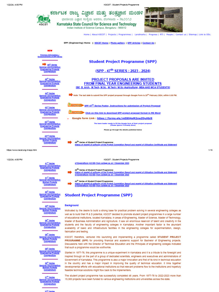 KSCST _ 47th series_Student Projects Programme | PDF | Engineering ...