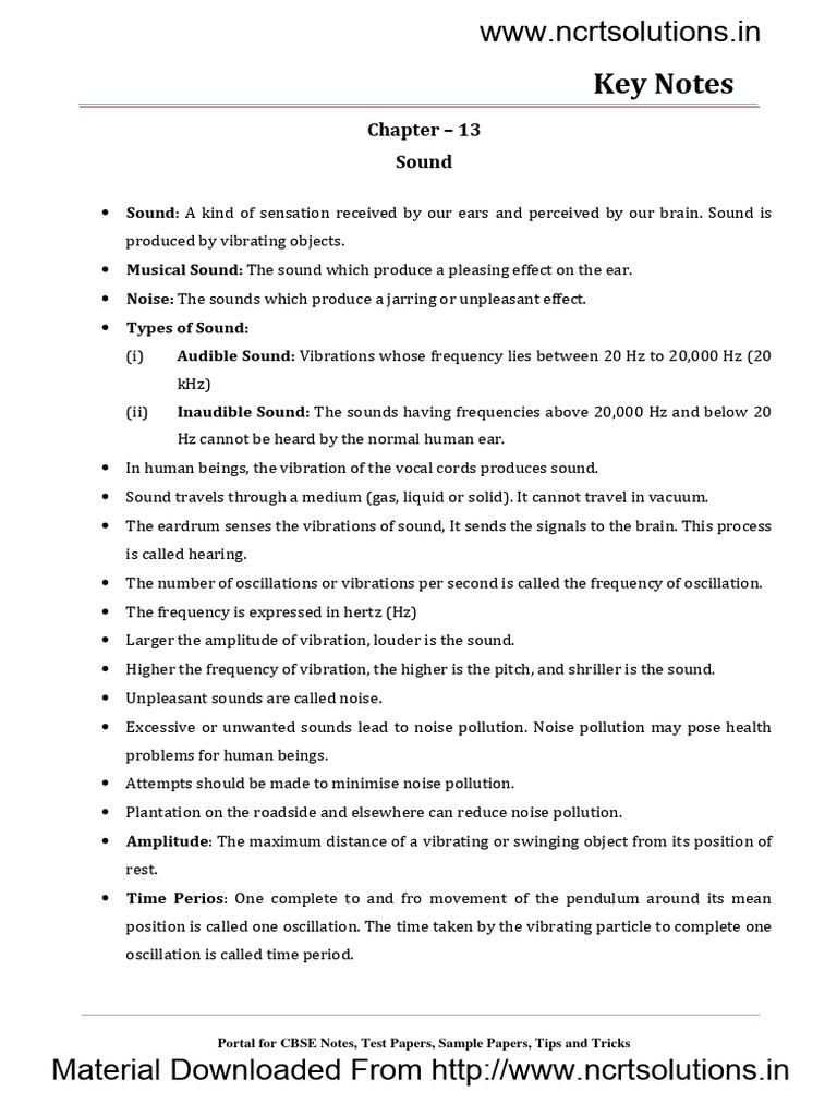 Understanding Sound: Key Concepts for Class 8 | PDF | Sound | Frequency