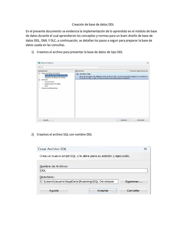 Ejemplos de Comandos DDL, DML Y DLC Utilizando Oracle en Nuestra Base de Datos | PDF