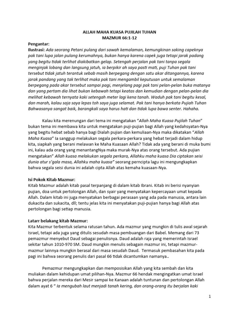 Allah Maha Kuasa Pujilah Tuhan | PDF