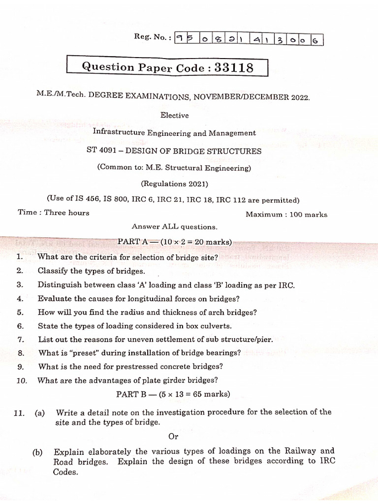 Bridge Question Paper | PDF
