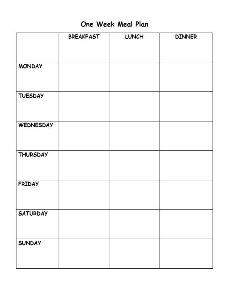 One Week Meal Plan | PDF