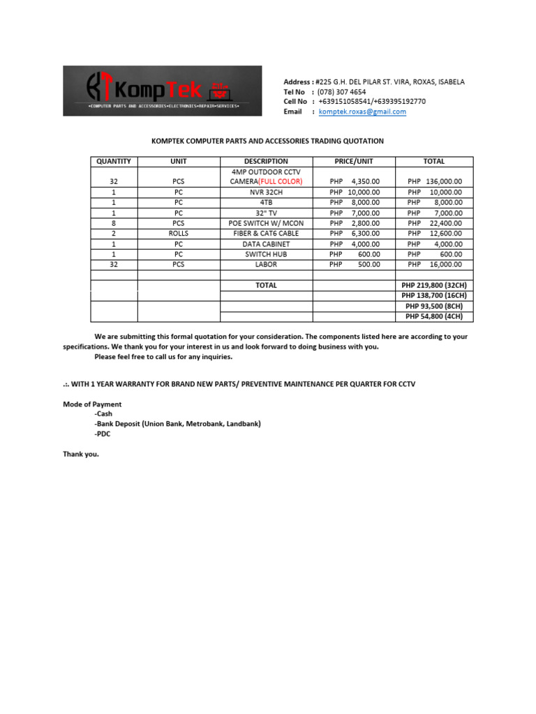 RCS Quotation CCTV | PDF | Personal Computers | Computer Science