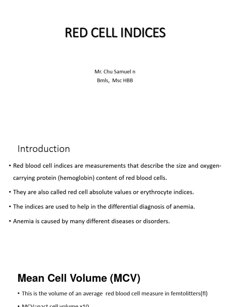 Red Cell Indices | PDF | Anemia | Red Blood Cell