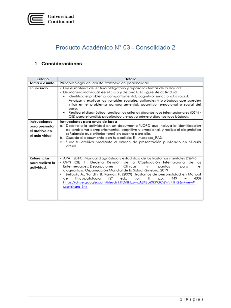 PA3 - Psicopatología Medición de Comp. | PDF | Manual Diagnóstico y Estadístico de los ...