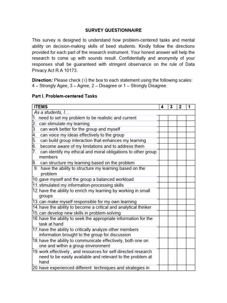 Survey Questionnaire Validate | PDF