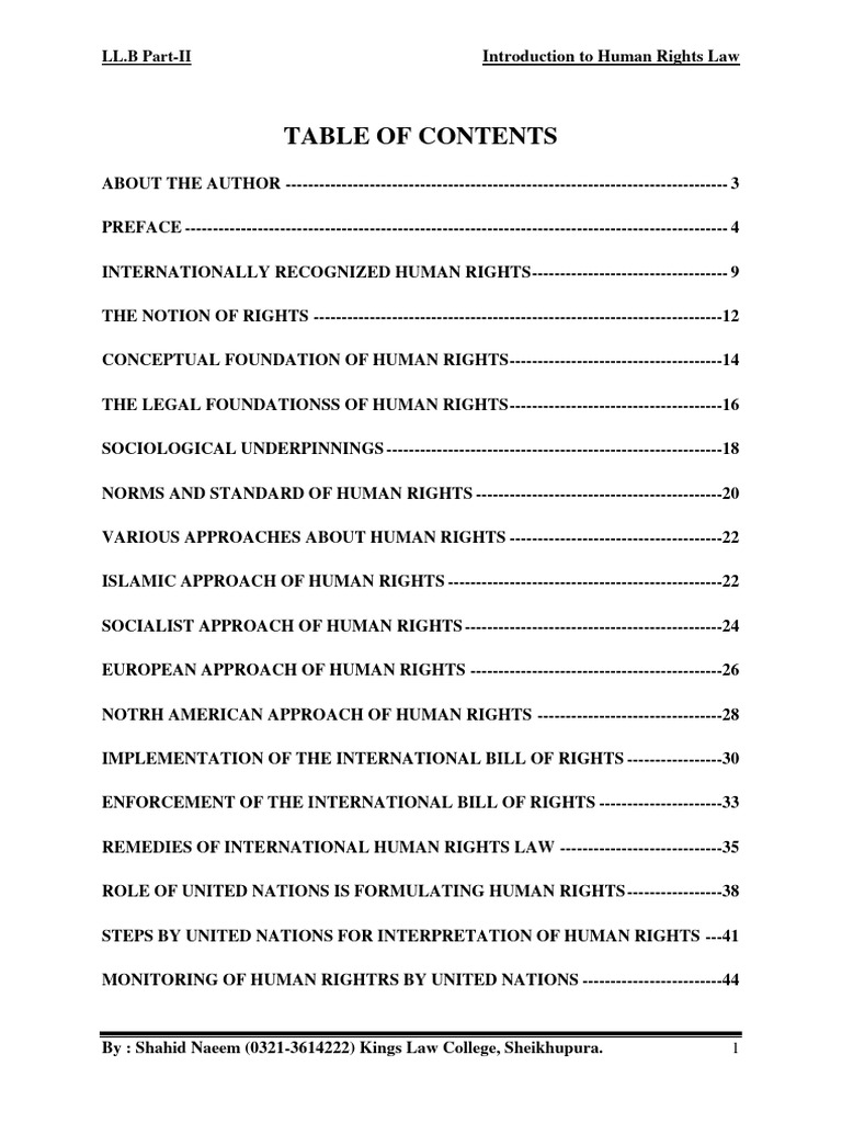 Introduction To Human Rights Law Final Notes | PDF | Human Rights | Rights