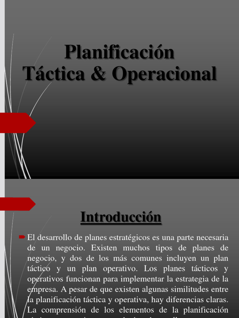 Plan Tactico y Operativo | PDF | Planificación | Economias