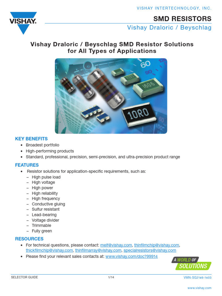 Vishay MELF Resistors Overview | PDF | Resistor | Electrical Equipment