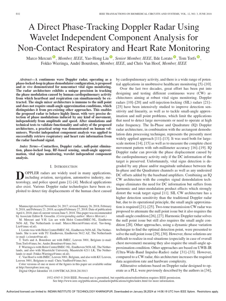 A Direct Phase-Tracking Doppler Radar Using Wavelet Independent ...