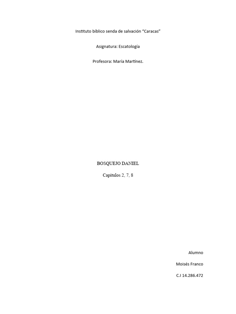 Bosquejo de Daniel | PDF | Daniel (figura bíblica) | Libro de daniel