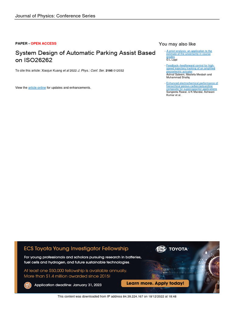 Automatic Parking Assist System Design | PDF | Radar | Risk