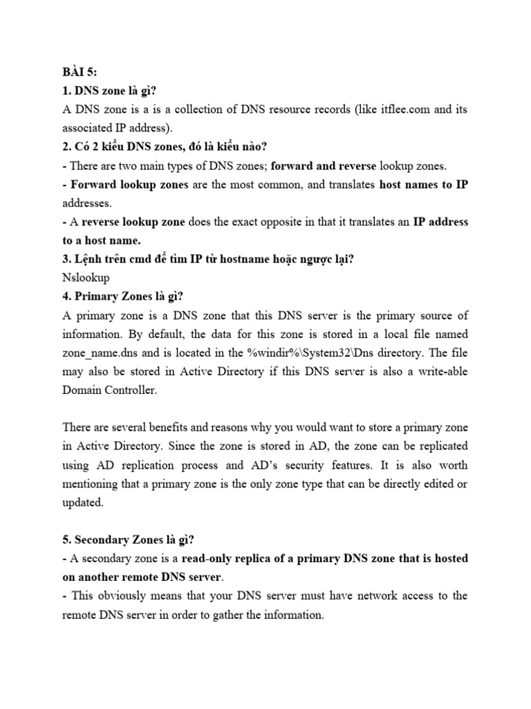 BÀI 5: 1. DNS Zone Là Gì? | PDF | Domain Name System | Data Transmission