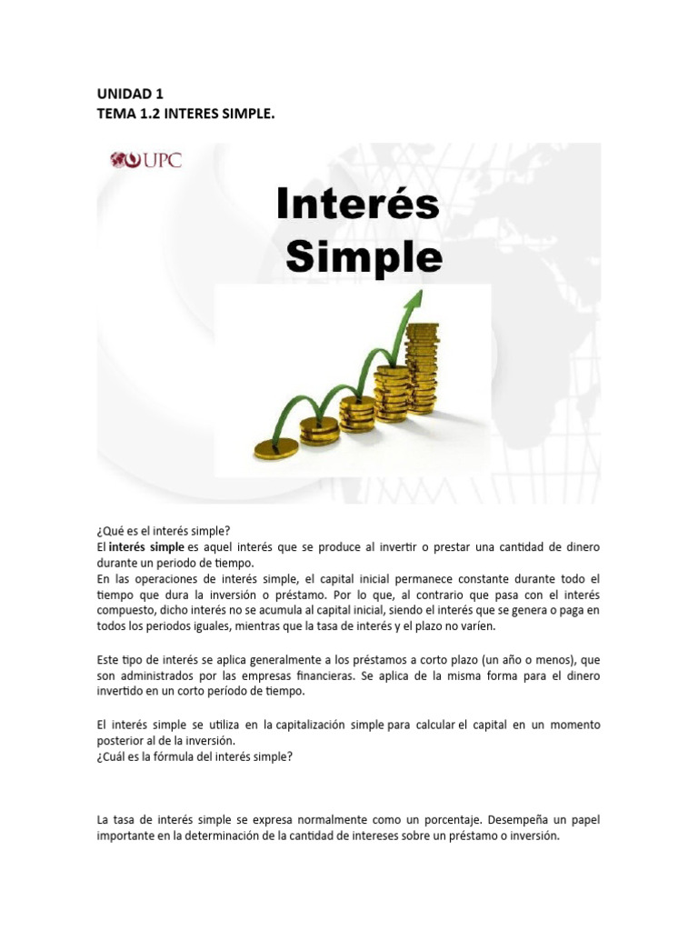 TEMA- INTERÉS SIMPLE | PDF | Interés | Tasas de interés