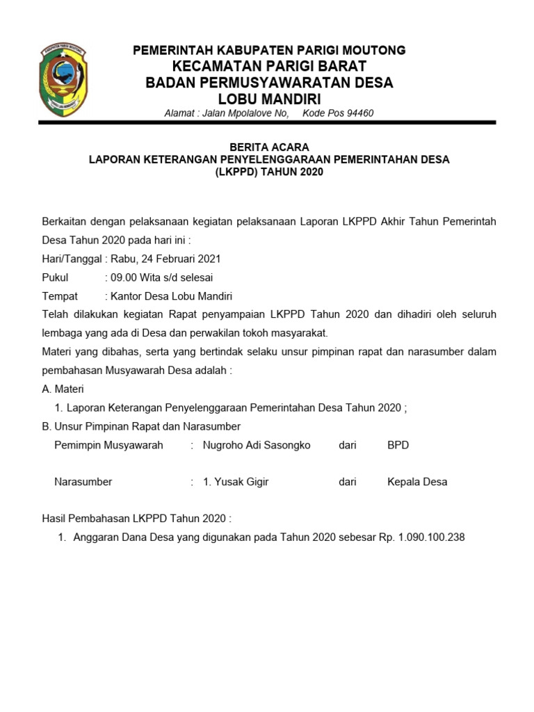 BA Penjabaran APBDES 2021 | PDF