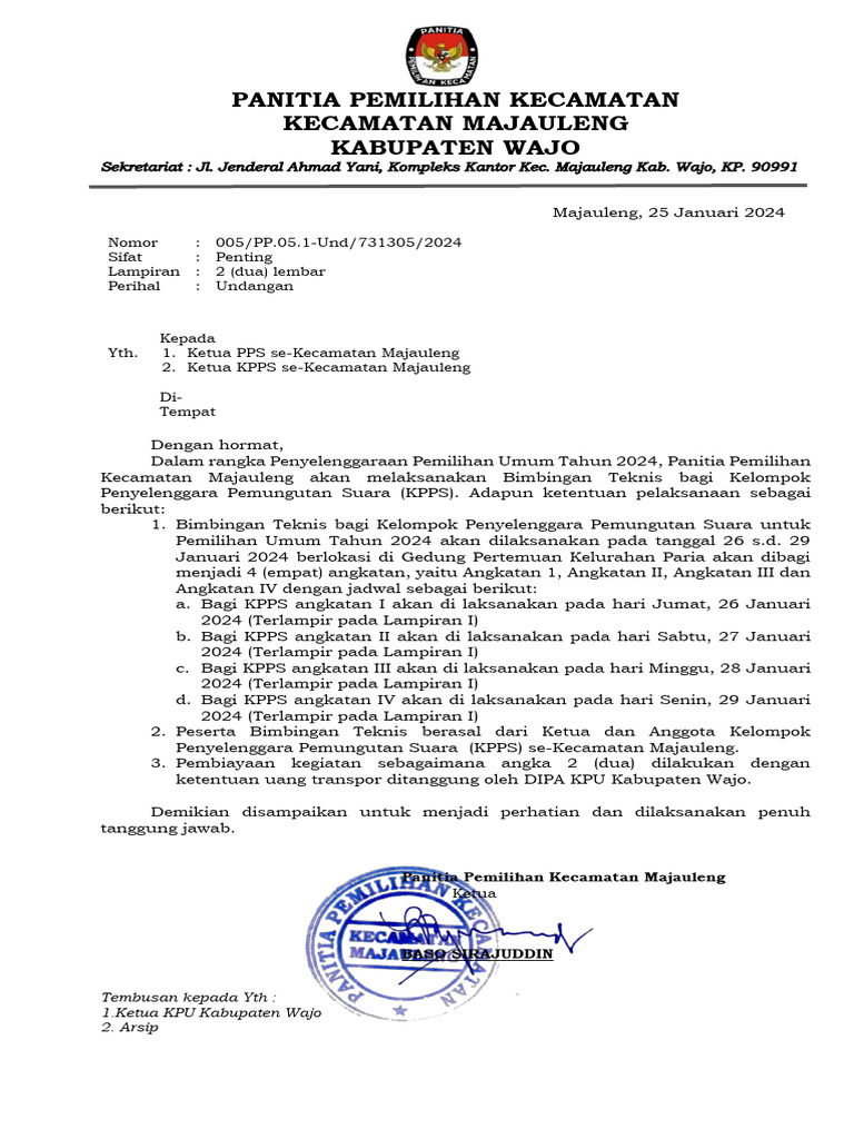 Undangan Bimtek KPPS 2024 | PDF