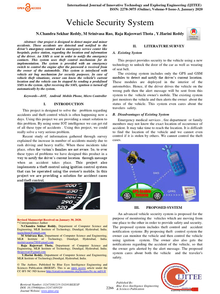 Vehicle Security System | PDF | Arduino | Internet Of Things