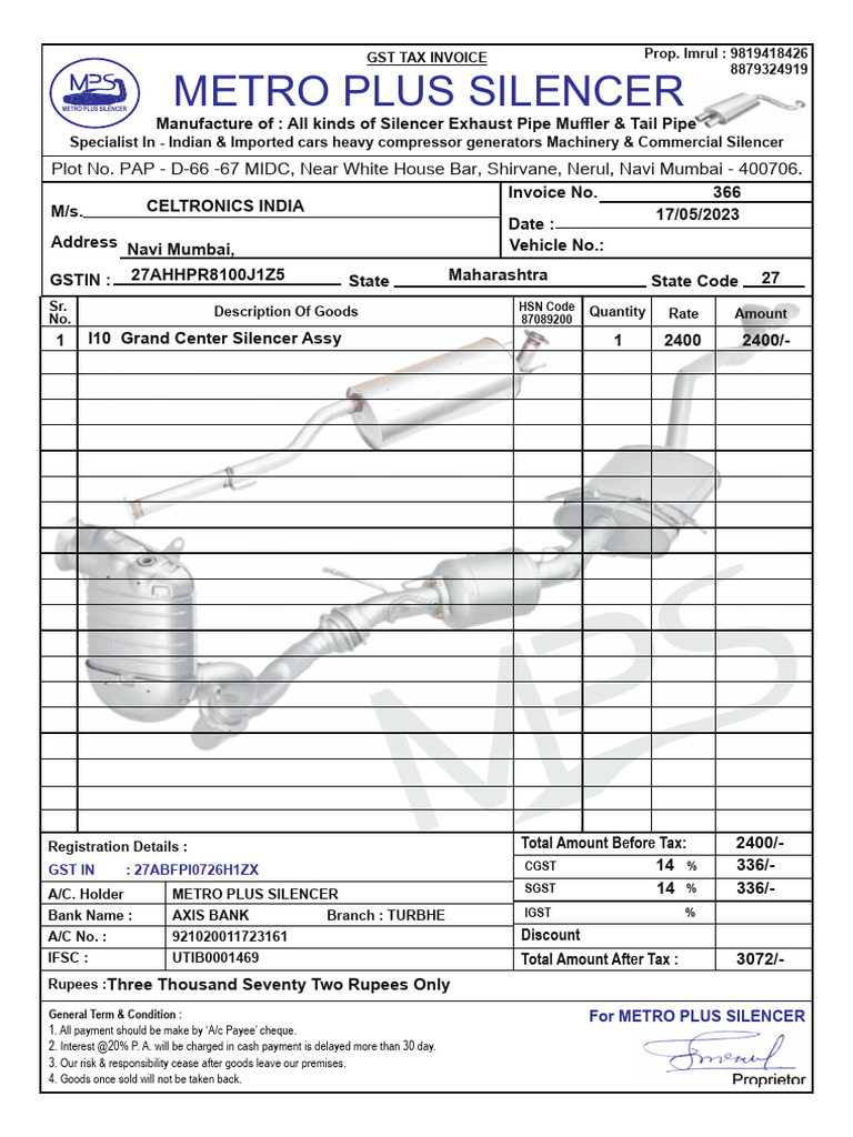 Metro Plus Silencer: Plot No. PAP - D-66 - 67 MIDC, Near White House Bar, Shirvane, Nerul, Navi ...