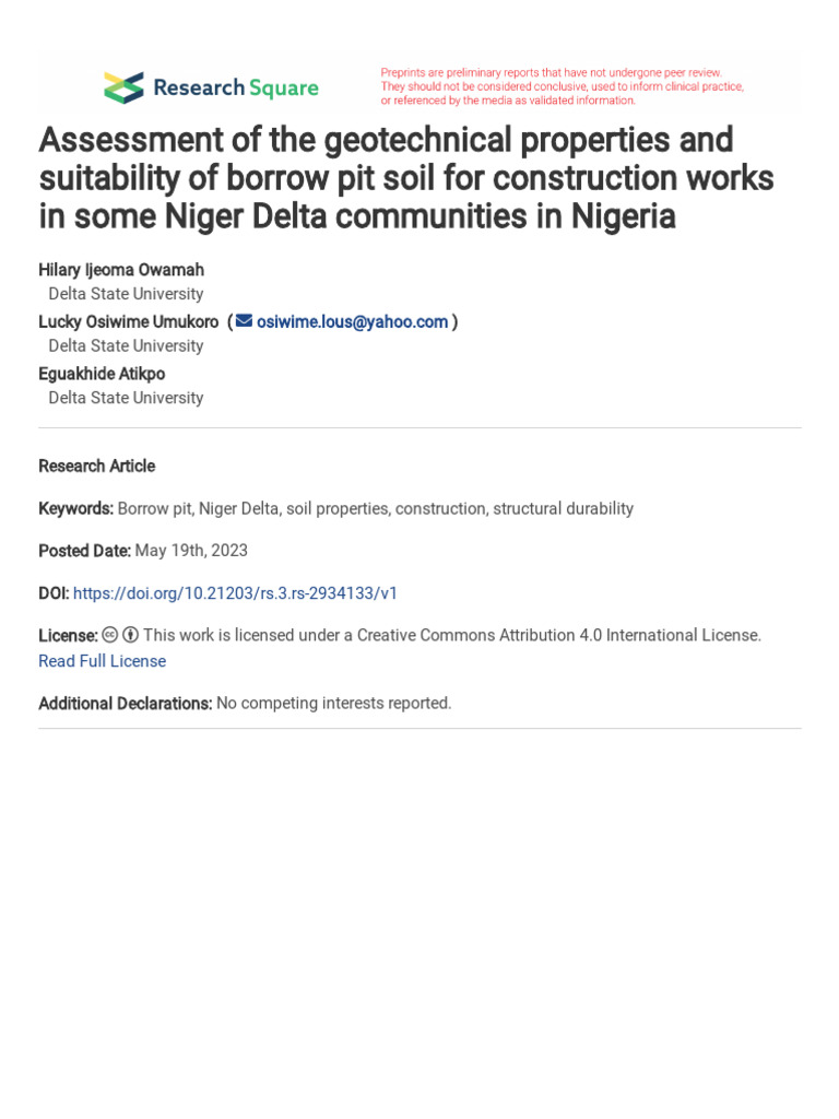 Assessment of The Geotechnical Properties and Suit | PDF | Geotechnical ...