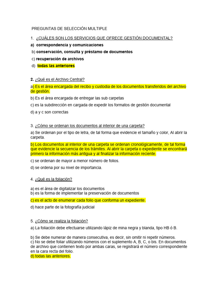 Preguntas sobre Gestión Documental | PDF | Gestión de registros | Ciencias de la Información