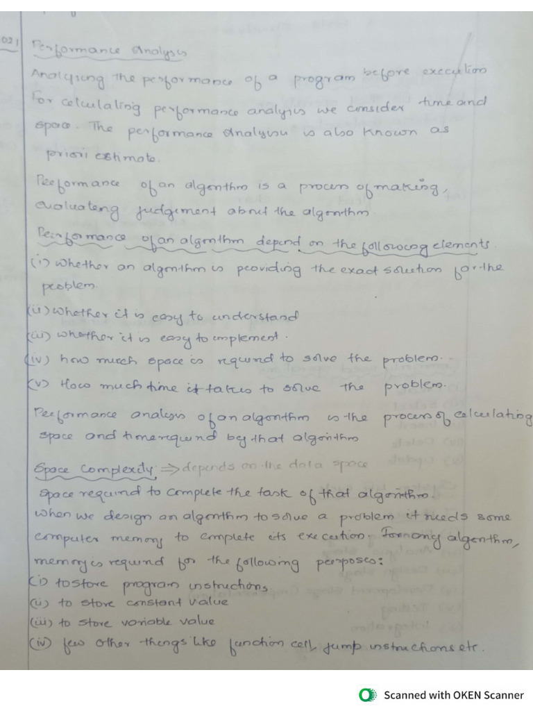 Time Complexity (Frequency Count Method) and Space Complexity | PDF