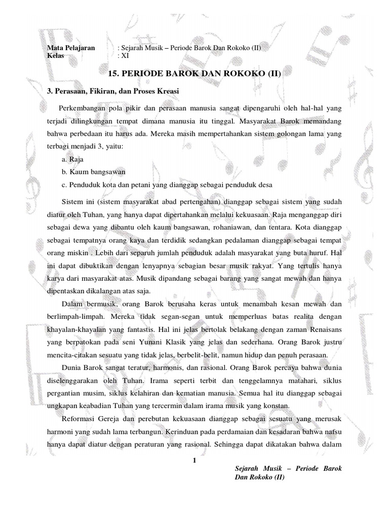 Sejarah Musik - Periode Barok Dan Rokoko (II) | PDF
