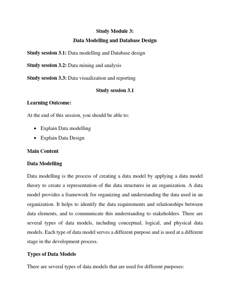 Study Module 3 | PDF | Conceptual Model | Data Analysis