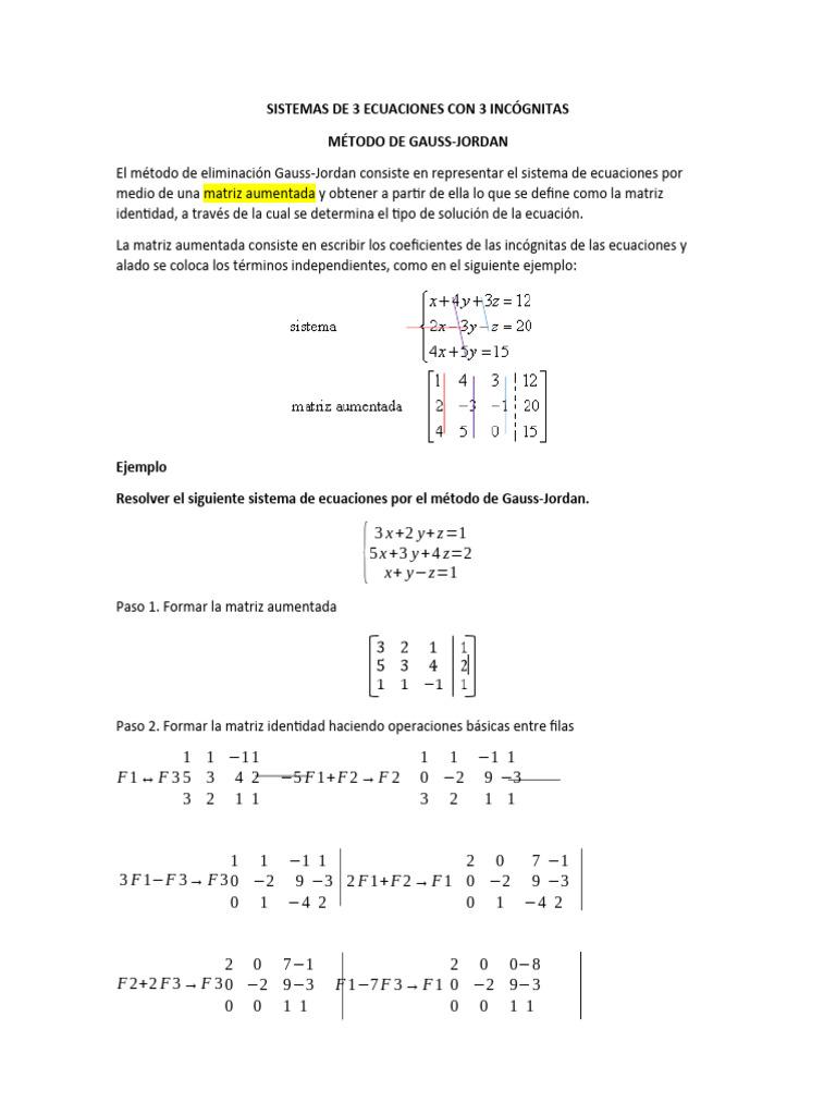 3ero Sistemas de 3 Ecuaciones Con 3 Incógnitas | PDF