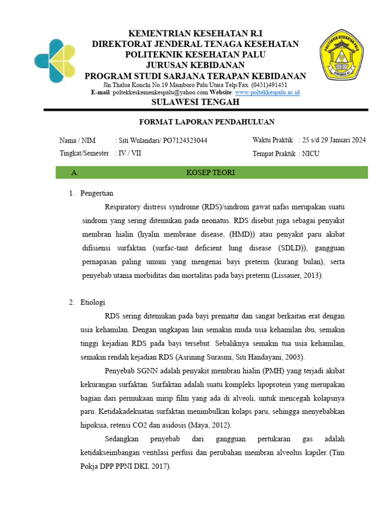 Laporan Pendahuluan RDS | PDF | Kesehatan Holistik