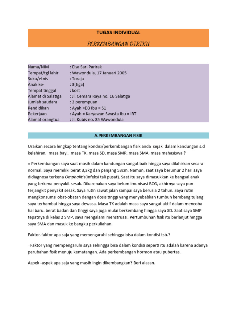ELSA SARI PARIRAK - 802023170 - Tugas Mandiri Psi. Perkembangan | PDF