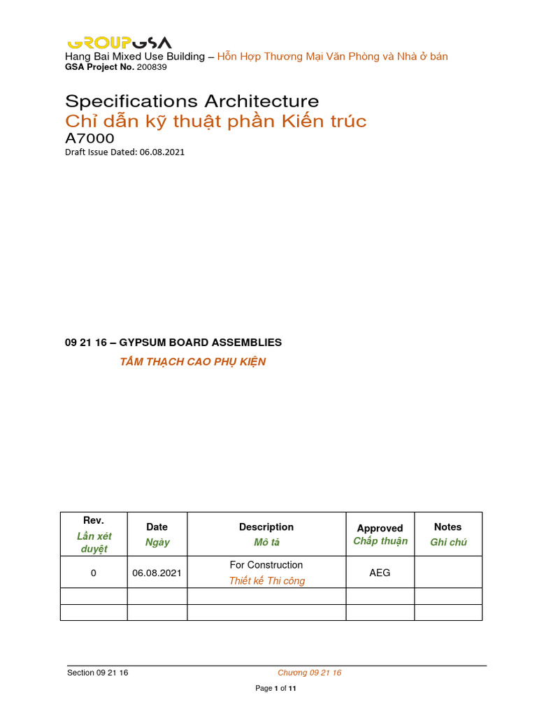 HB - Div 09 21 16 - Gypsum Board Assemblies | PDF