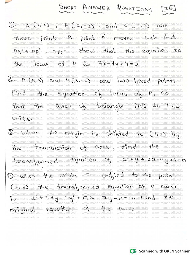Maths 1B Short Questions For Intermediate | PDF
