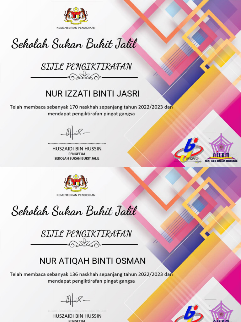 Pengiktirafan Sijil Nilam Pingat Perak Dan Gangsa | PDF