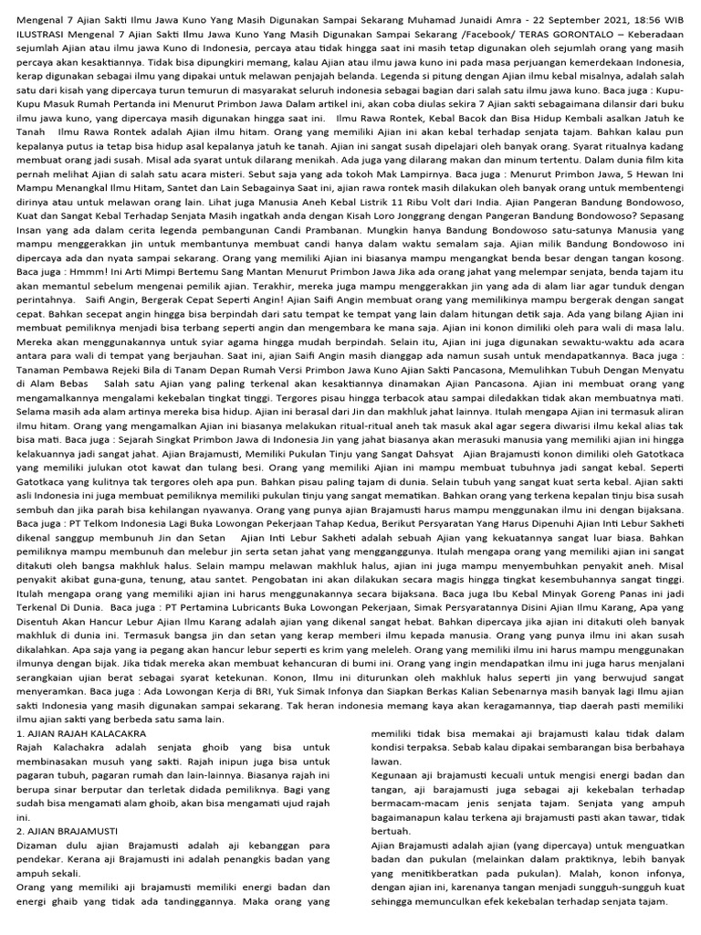 Mengenal 7 Ajian Sakti Ilmu Jawa Kuno Yang Masih Digunakan Sampai Sekarang Muhamad Junaidi Amra ...