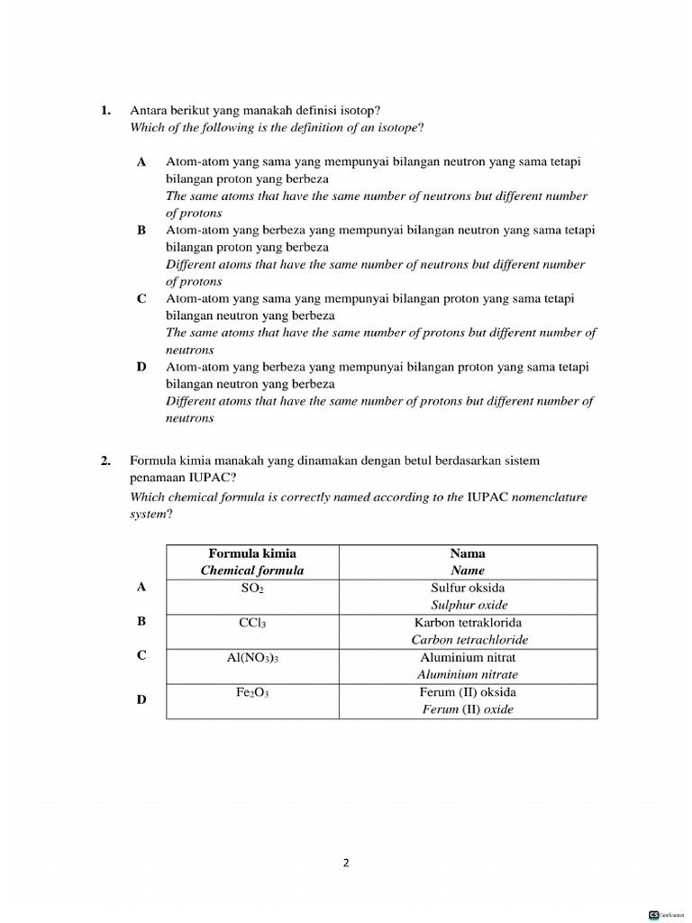 Kimia K1 UD3 Melaka 2023 | PDF