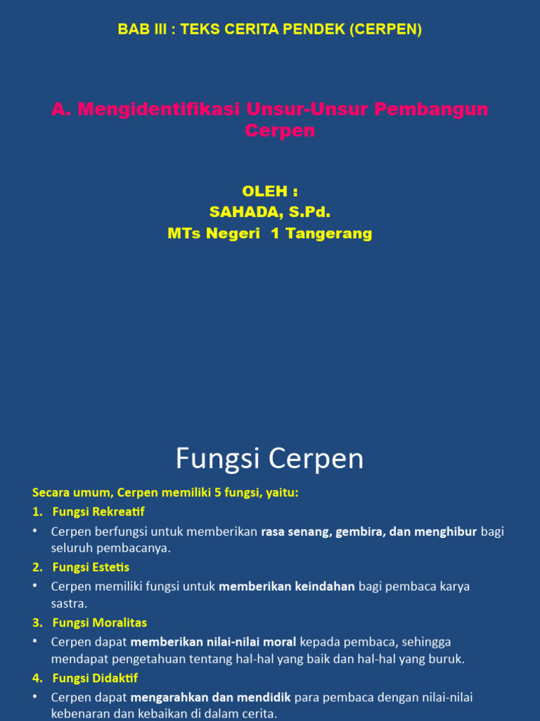 Panduan Unsur Cerpen | PDF | Seni & Disiplin Bahasa | Fiksi Umum