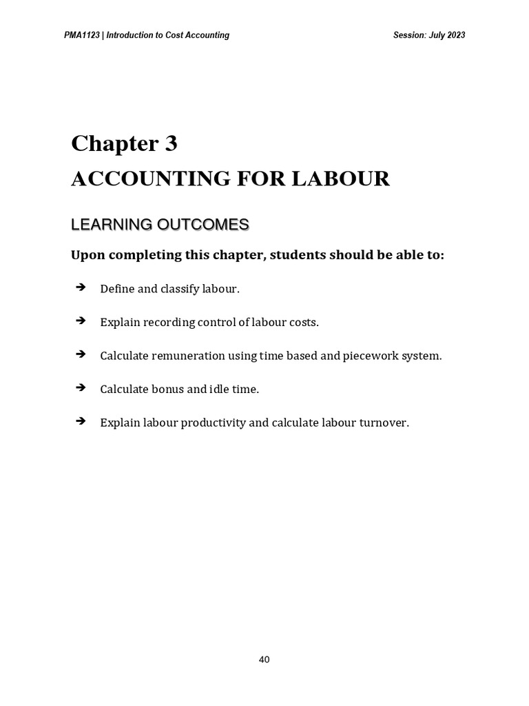 Chapter 3 Accounting For Labour | PDF | Piece Work | Overtime