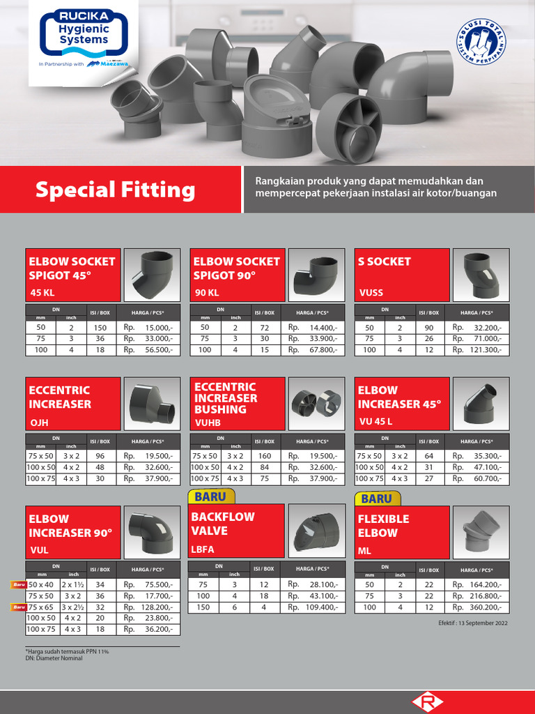 Daftar Harga Rucika Hygienic System Special Fitting | PDF | Home & Garden