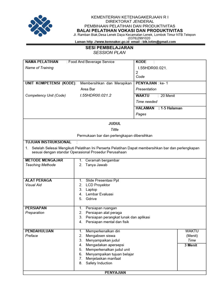 Form Session Plan - Rama Dwi Rananta UJK | PDF