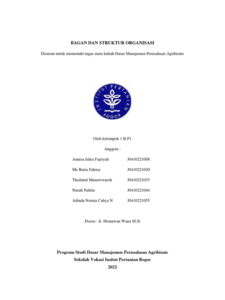 Struktur Organisasi PT KML FOOD | PDF