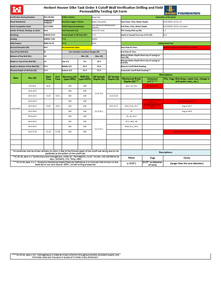 To-3 Verification Boring Worksheet 211111 | Download Free PDF ...