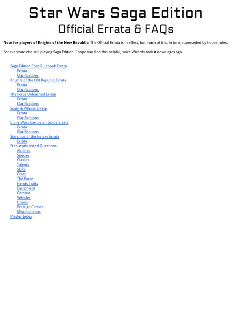 Starwars Errata | PDF