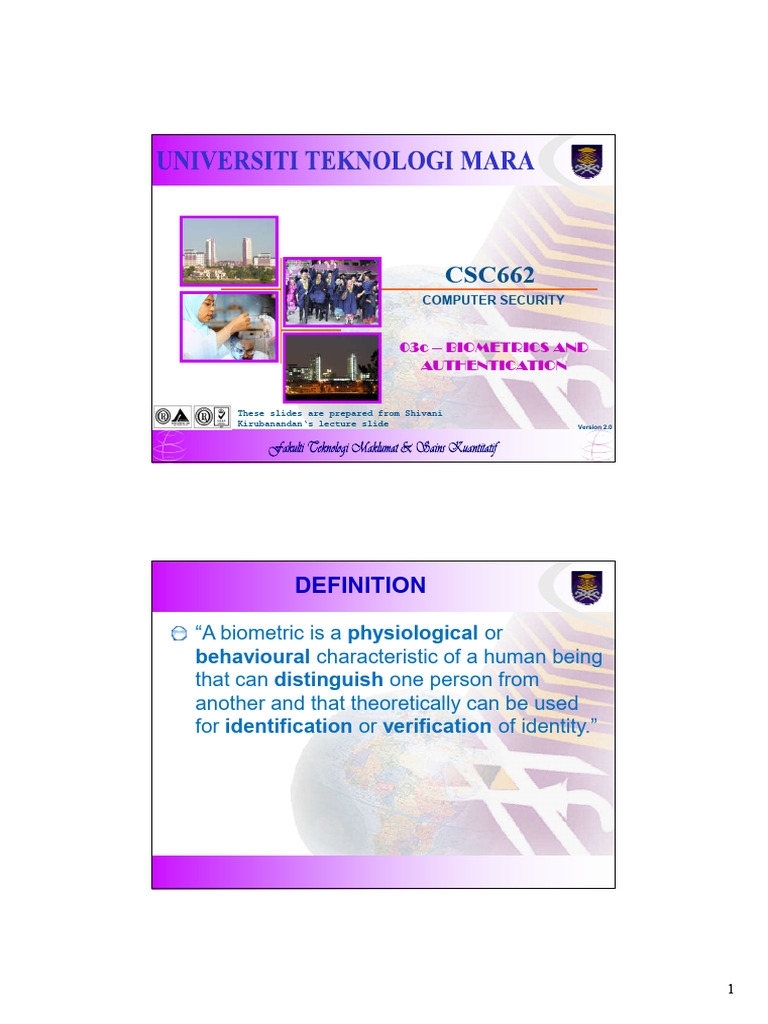 03c Biometrics And Authentication Pdf Biometrics Fingerprint
