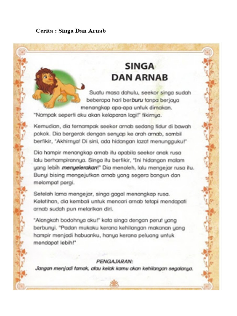 Cerita Singa Dan Arnab | PDF