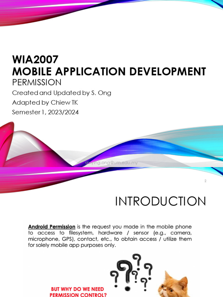 WIA2007 L12 2023 Permissions | PDF | Android (Operating System) | Mobile App
