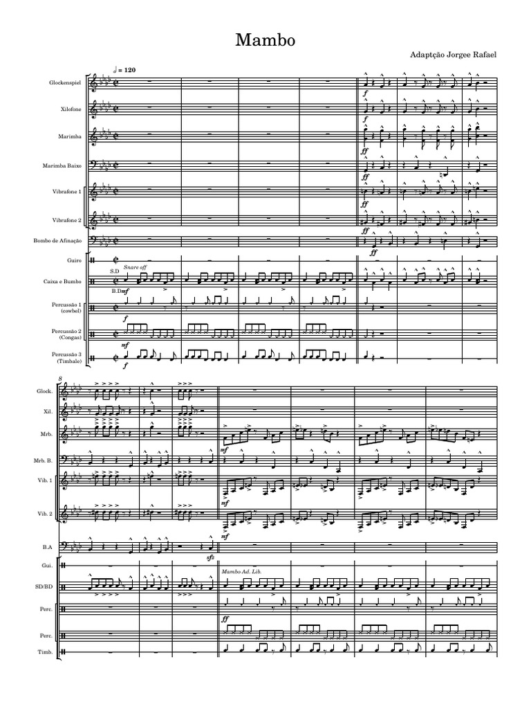 Mambo - Percussão-Partitura e Partes | PDF | Percussion Instruments