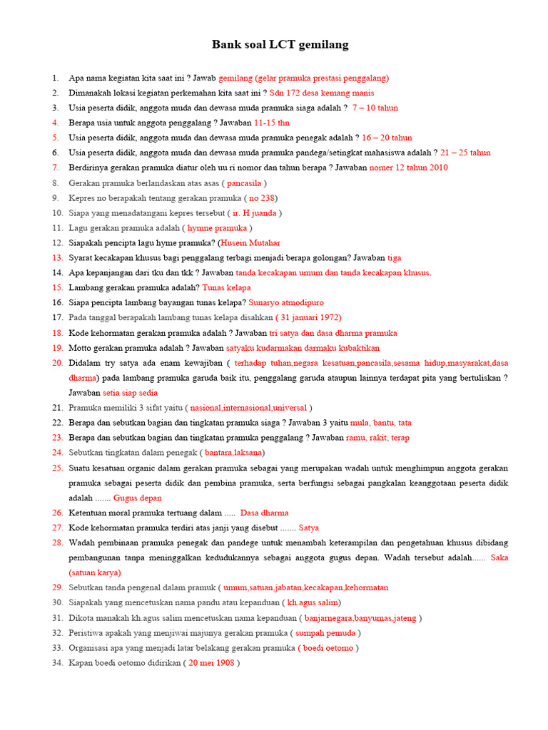 Bank Soal LCT Gemilang | PDF