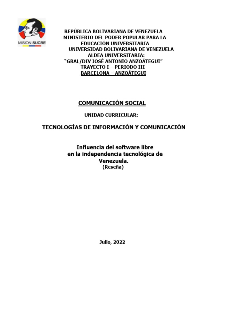 Influencia Del Software Libre | PDF | Venezuela | Software libre