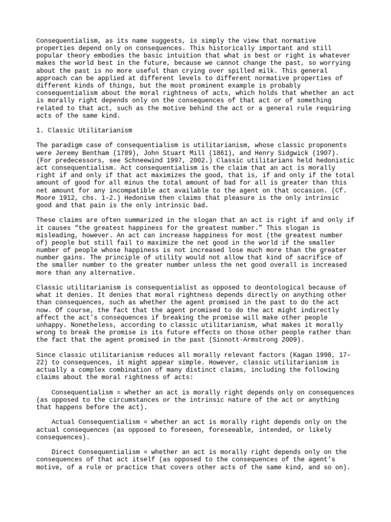 Class Notes For Moral Dilemmas | PDF | Utilitarianism | Hedonism
